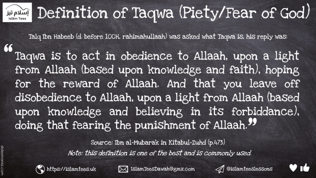 Definition of Taqwa (Piety/Fear of God) - Islam TeesIslam Tees