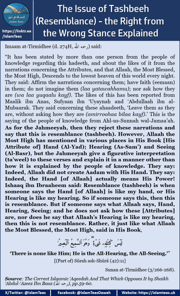The Issue of Tashbeeh (Resemblance) - Right from the Wrong Stance ...